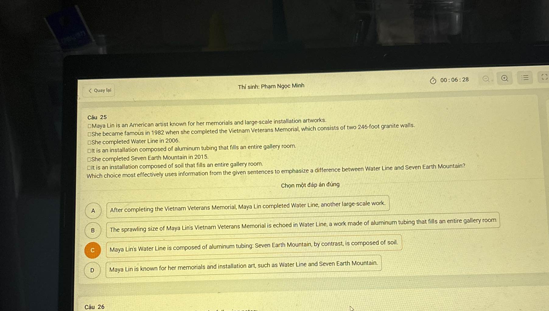 Maya Lin is an American artist known for her | StudyX