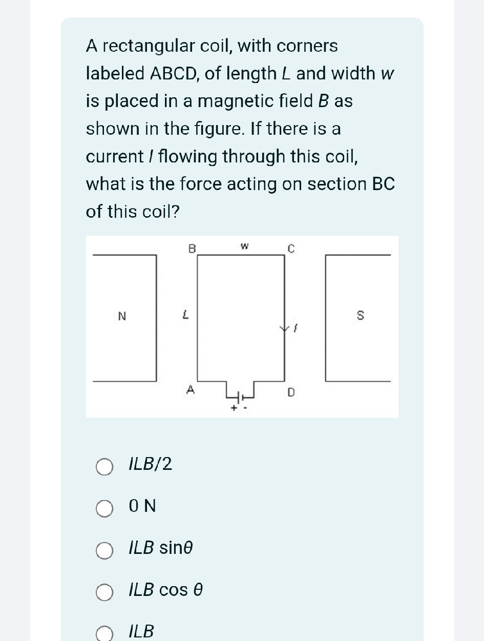 A rectangular coil, with corners labeled | StudyX