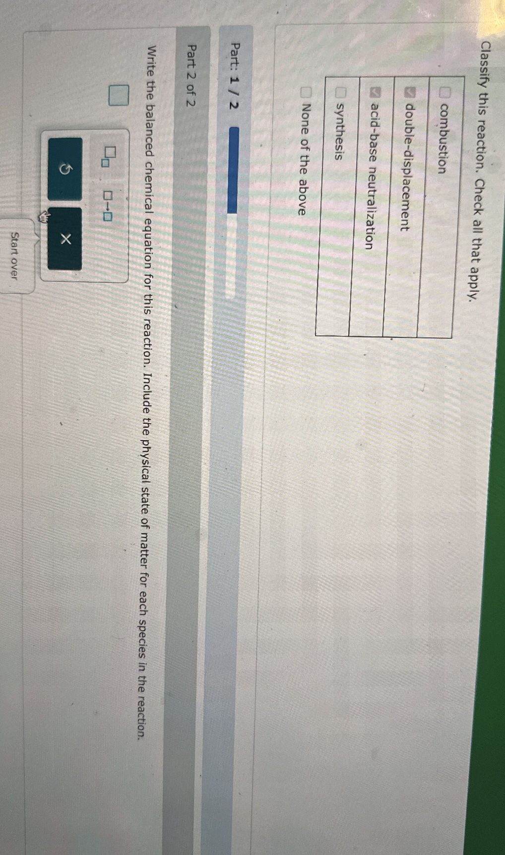 Classify this reaction. Check all that | StudyX