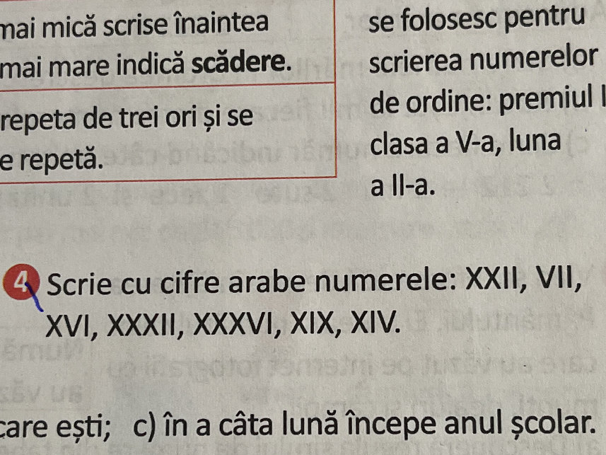 Scrie cu cifre arabe numerele: XXII, VII, | StudyX