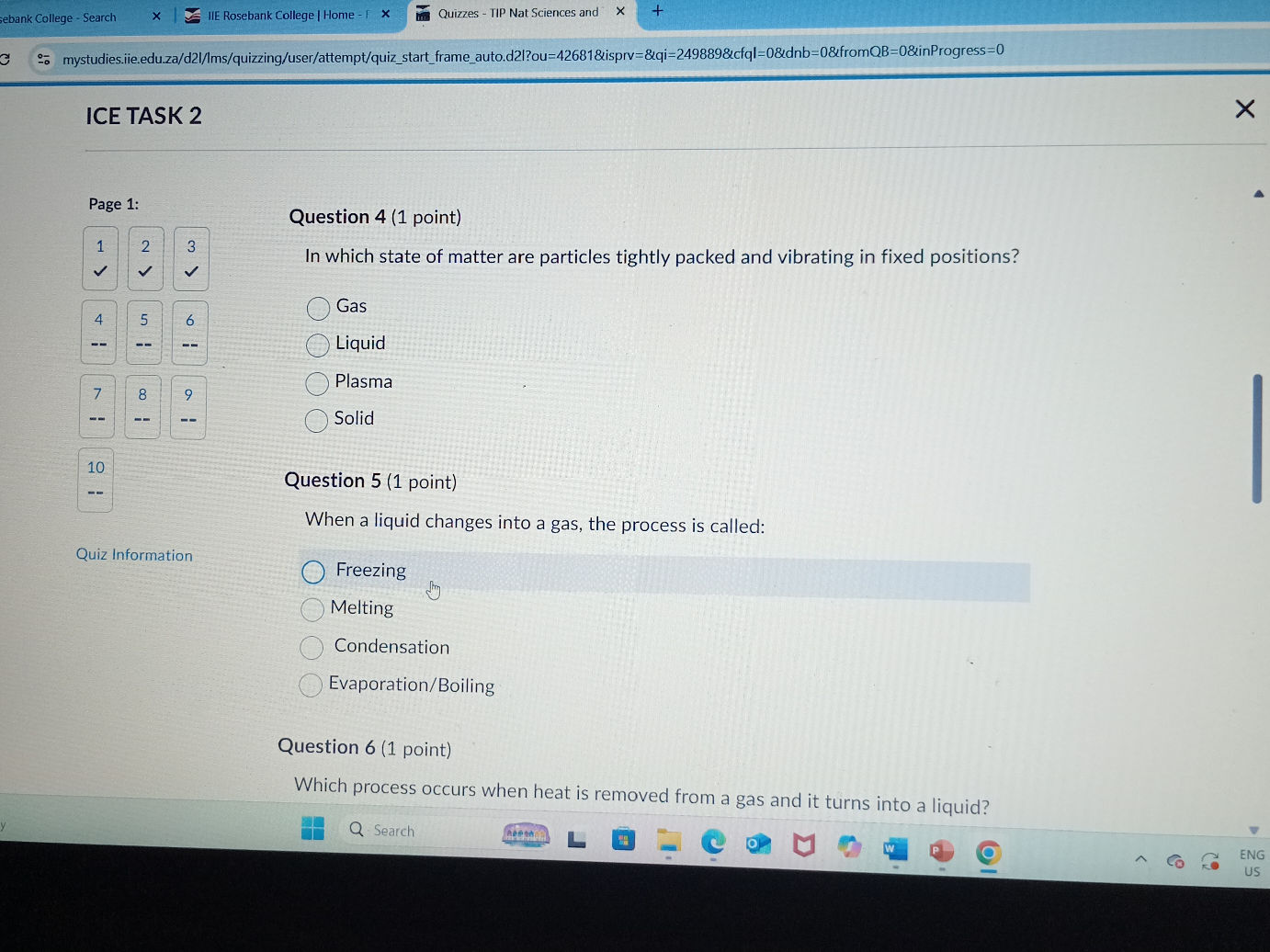 In which state of matter are particles | StudyX