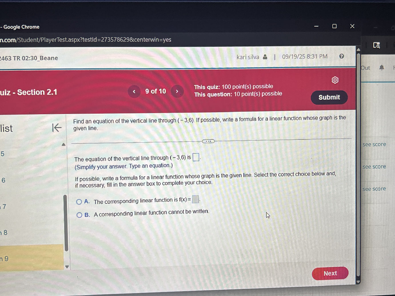 Find an equation of the vertical line | StudyX