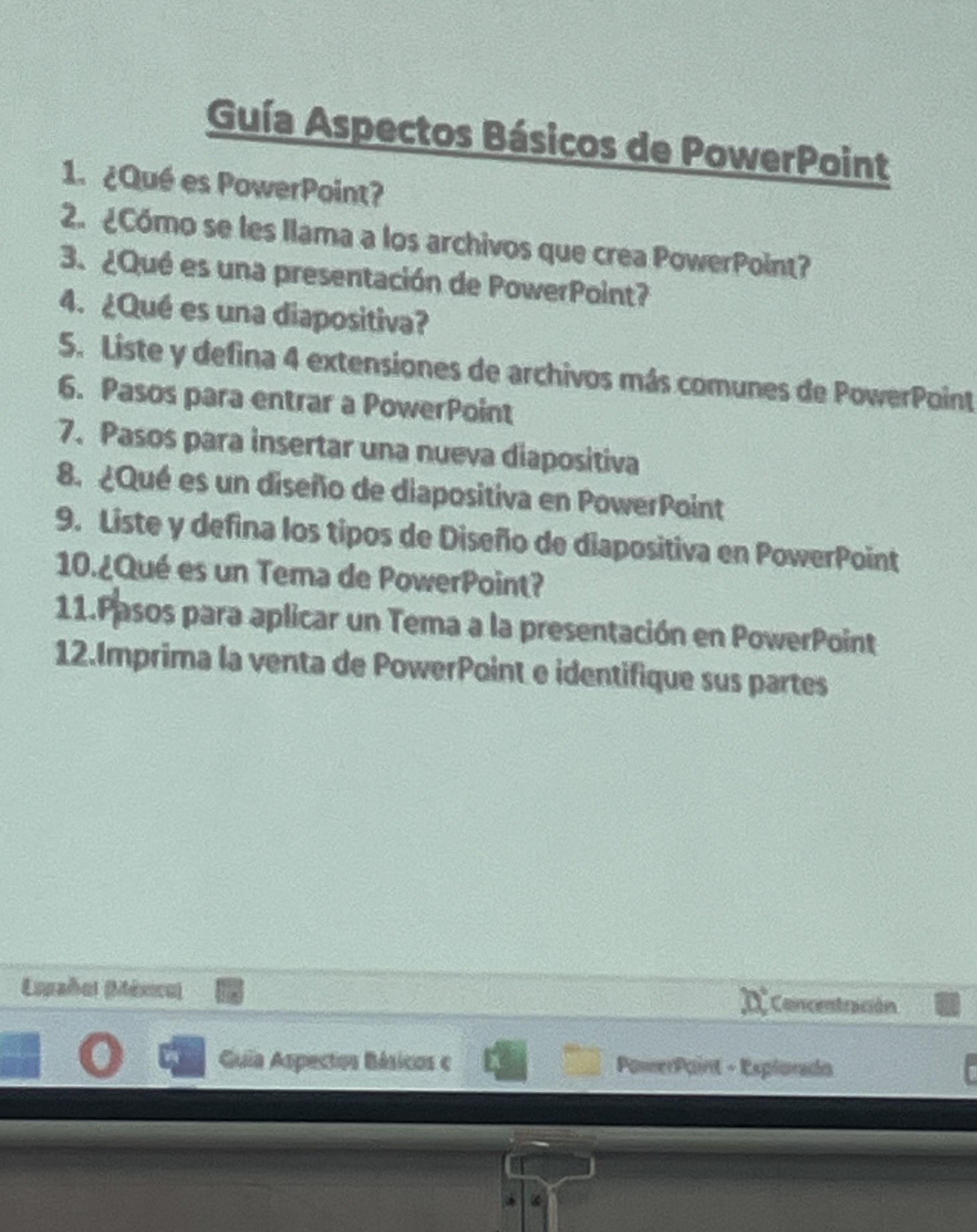 Guía Aspectos Básicos de PowerPoint 1. ¿Qué | StudyX