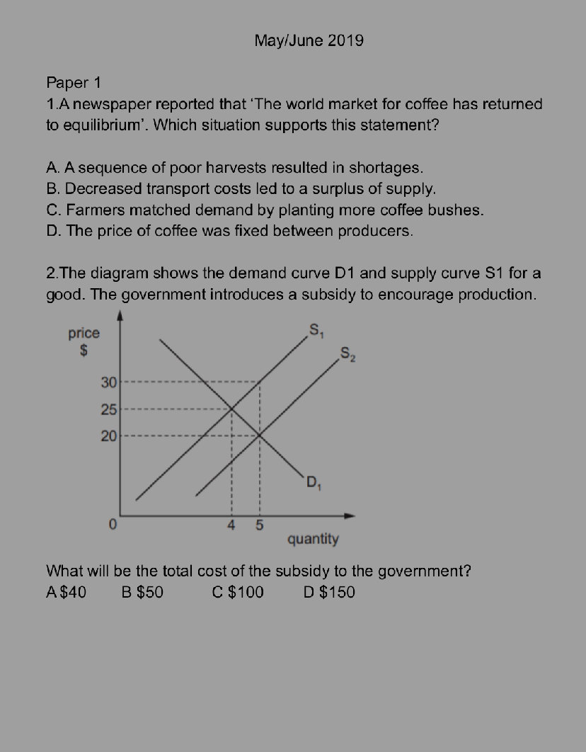 The diagram shows the demand curve D1 and | StudyX