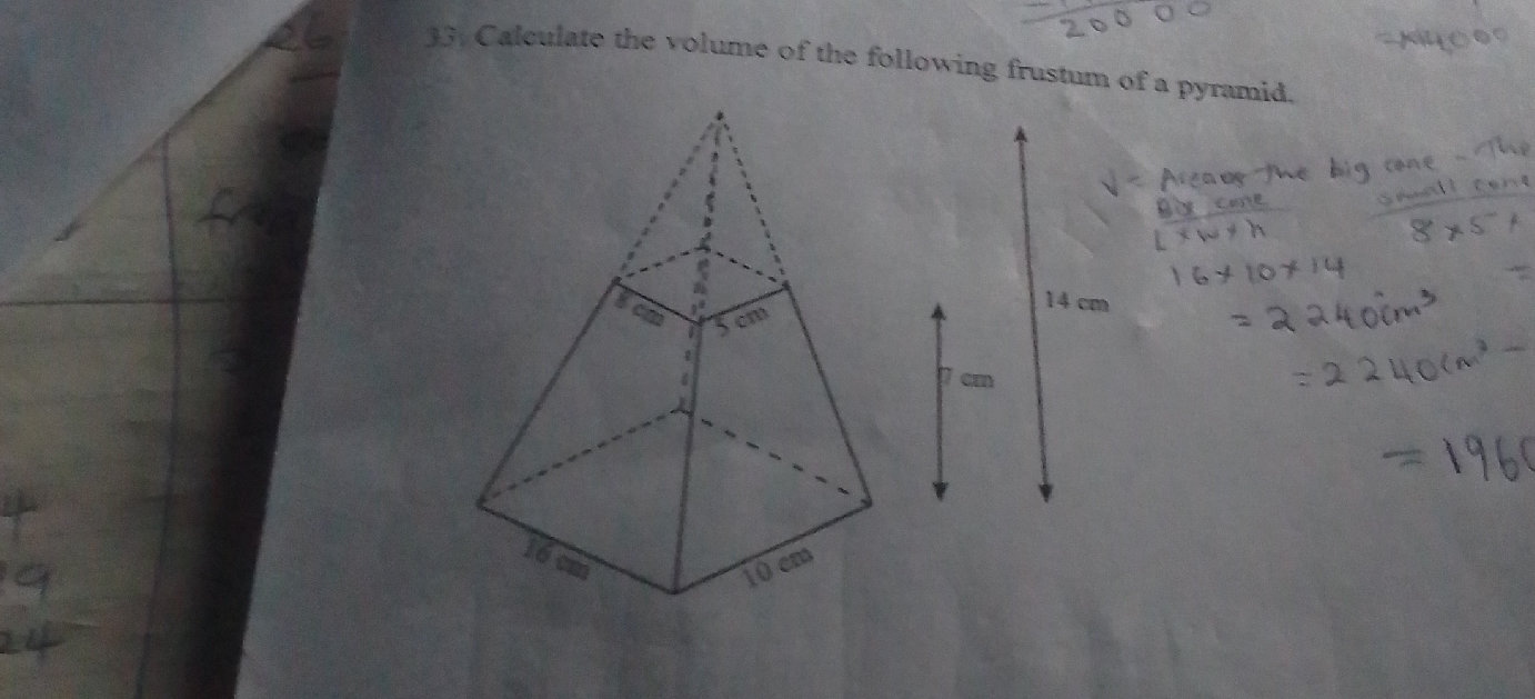 Calculate the volume of the following | StudyX