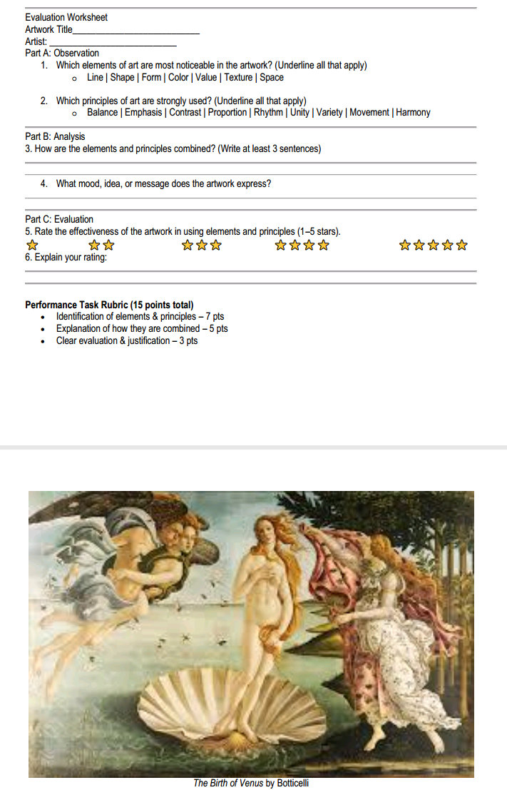 Artwork Title Artist: Part A: Observation 1. | StudyX