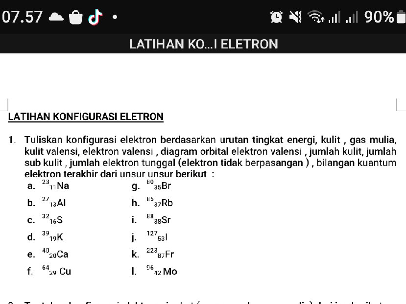 1. Tuliskan konfigurasi elektron berdasarkan | StudyX