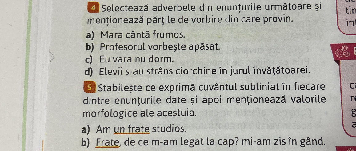 Selectează adverbele din enunțurile | StudyX