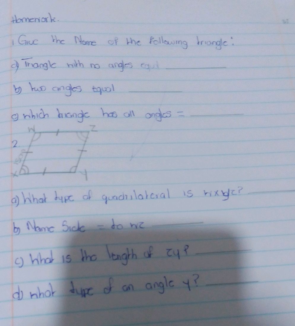 1. Give the Name of the following triangle: | StudyX