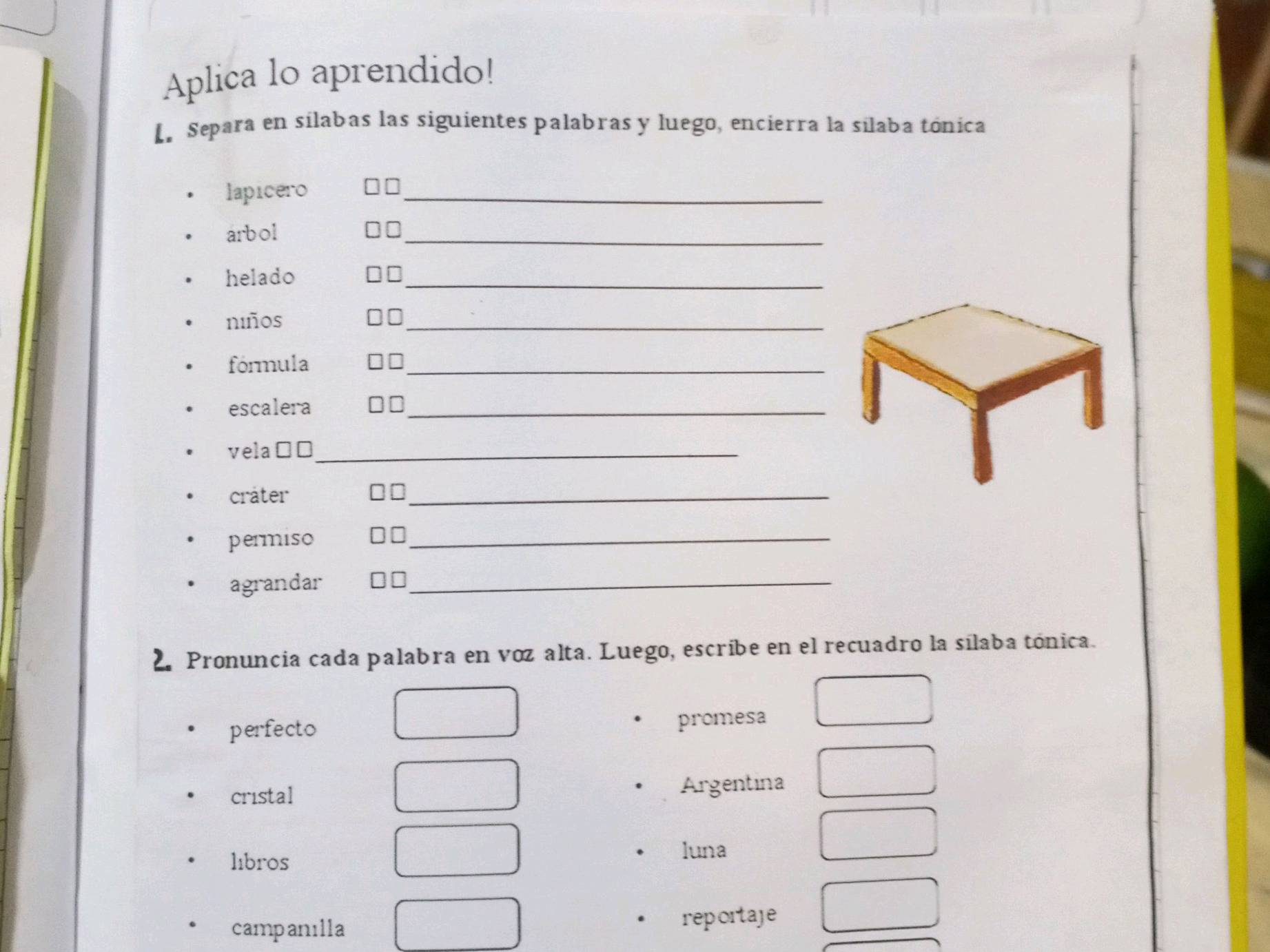 Separa en silabas las siguientes palabras y | StudyX