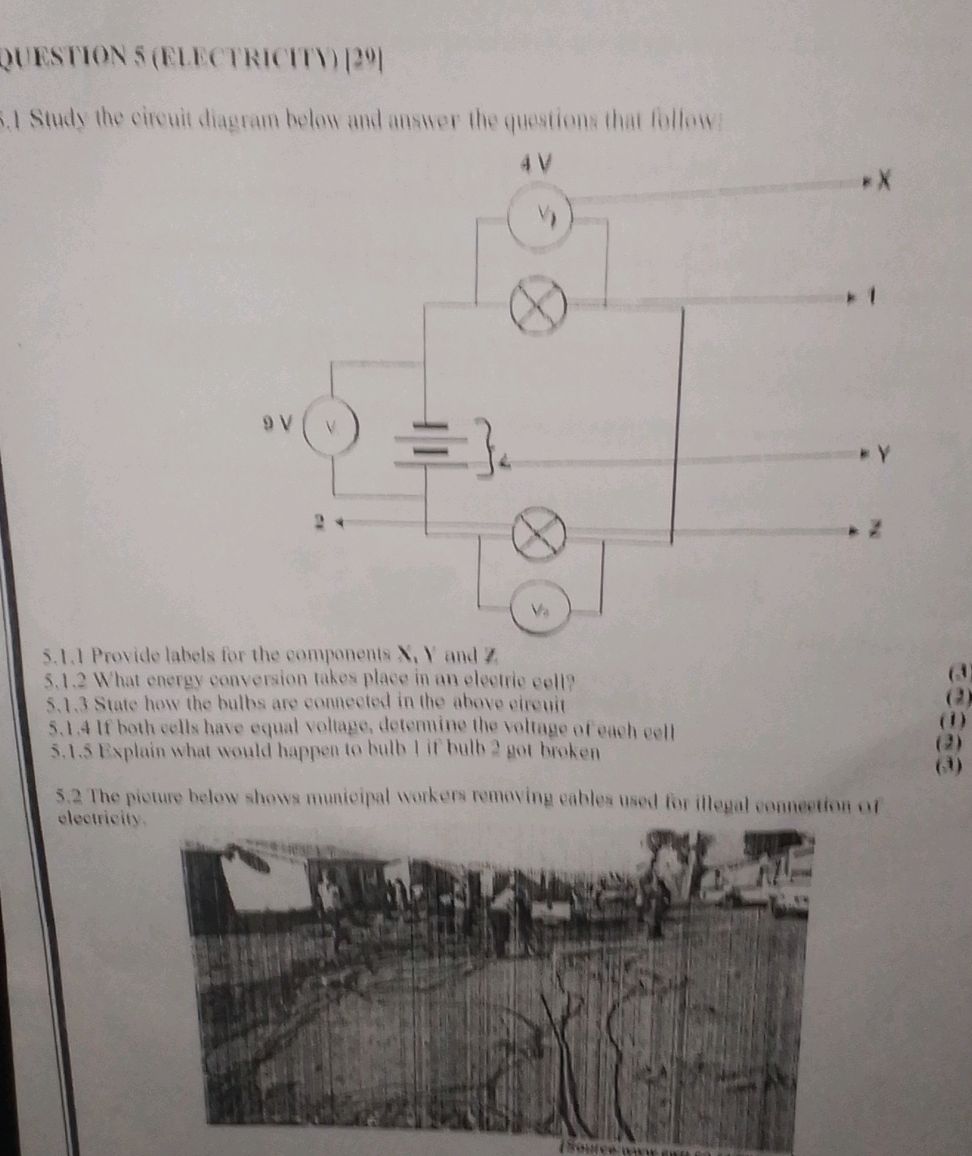 5. 1 Study the circuit diagram below and | StudyX
