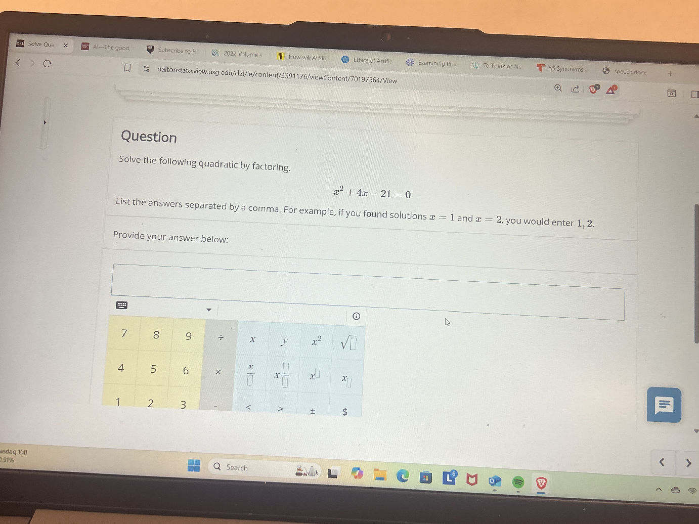 Solve the following quadratic by factoring. | StudyX