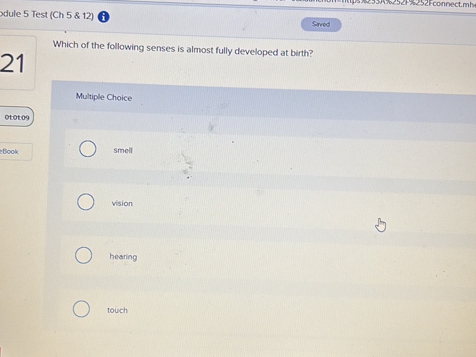 Which of the following senses is almost | StudyX