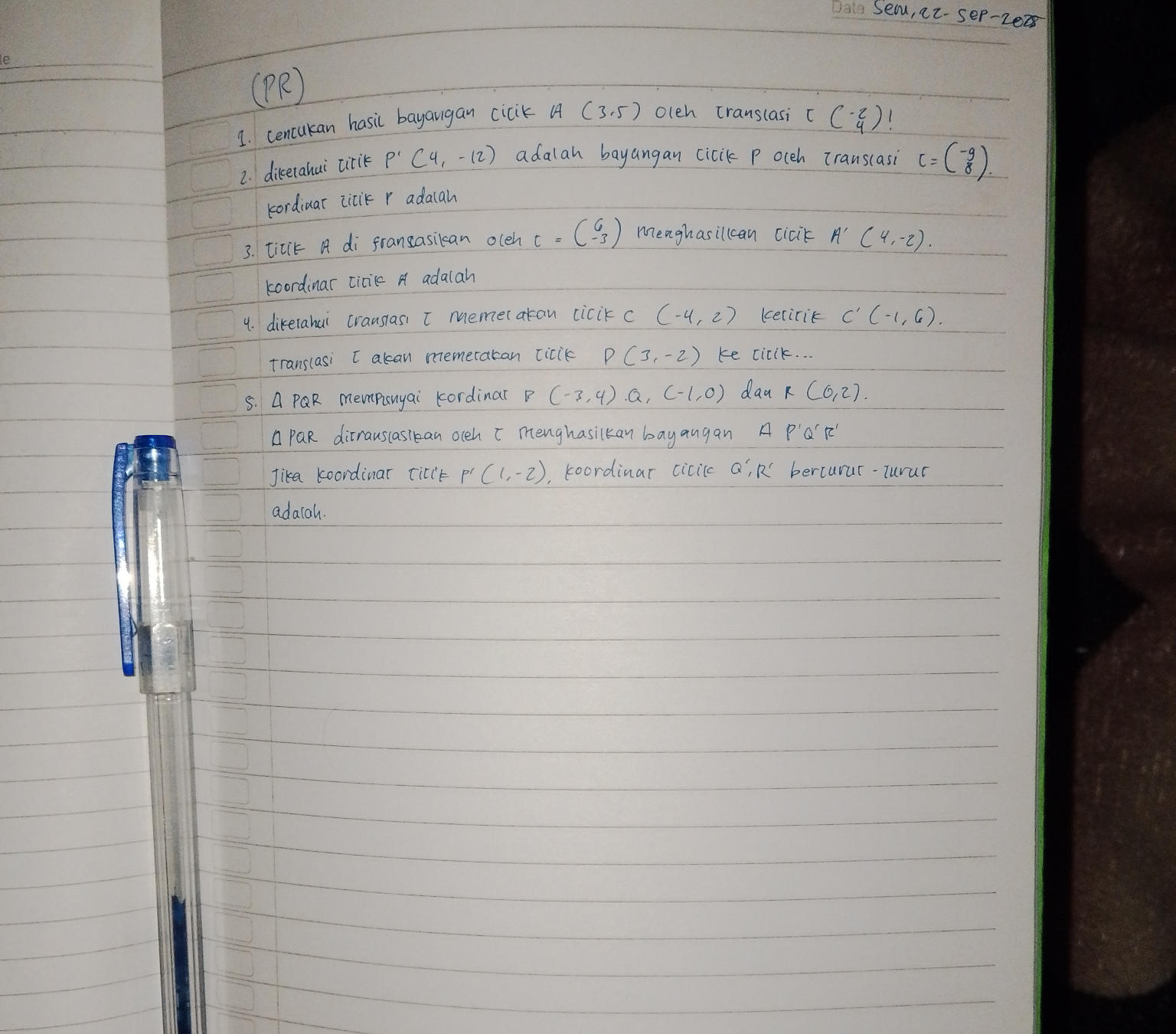 2. Diketahui titik P'(4, -12) adalah | StudyX
