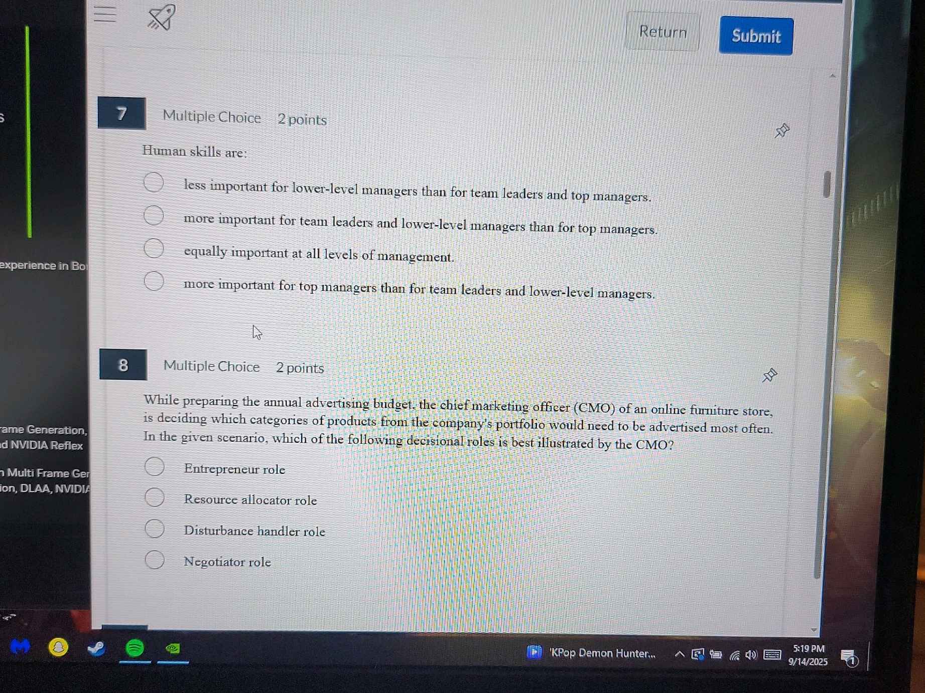 7 Multiple Choice 2 points Human skills are: | StudyX