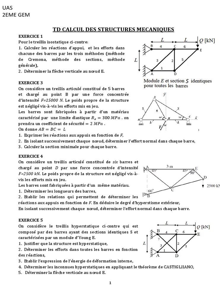 EXERCICE 1 Pour le treillis isostatique | StudyX