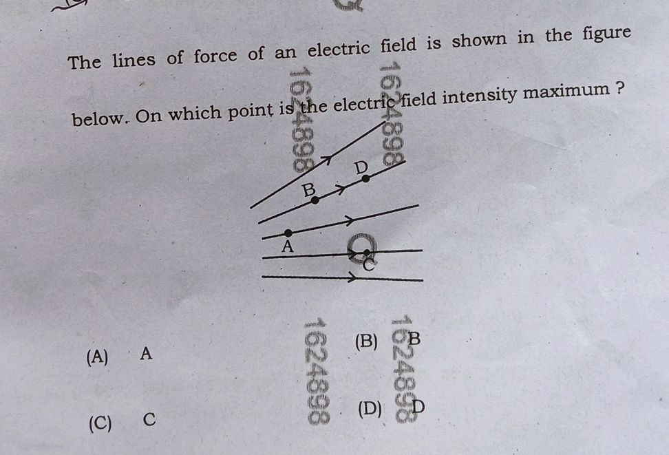 The lines of force of an electric field is | StudyX