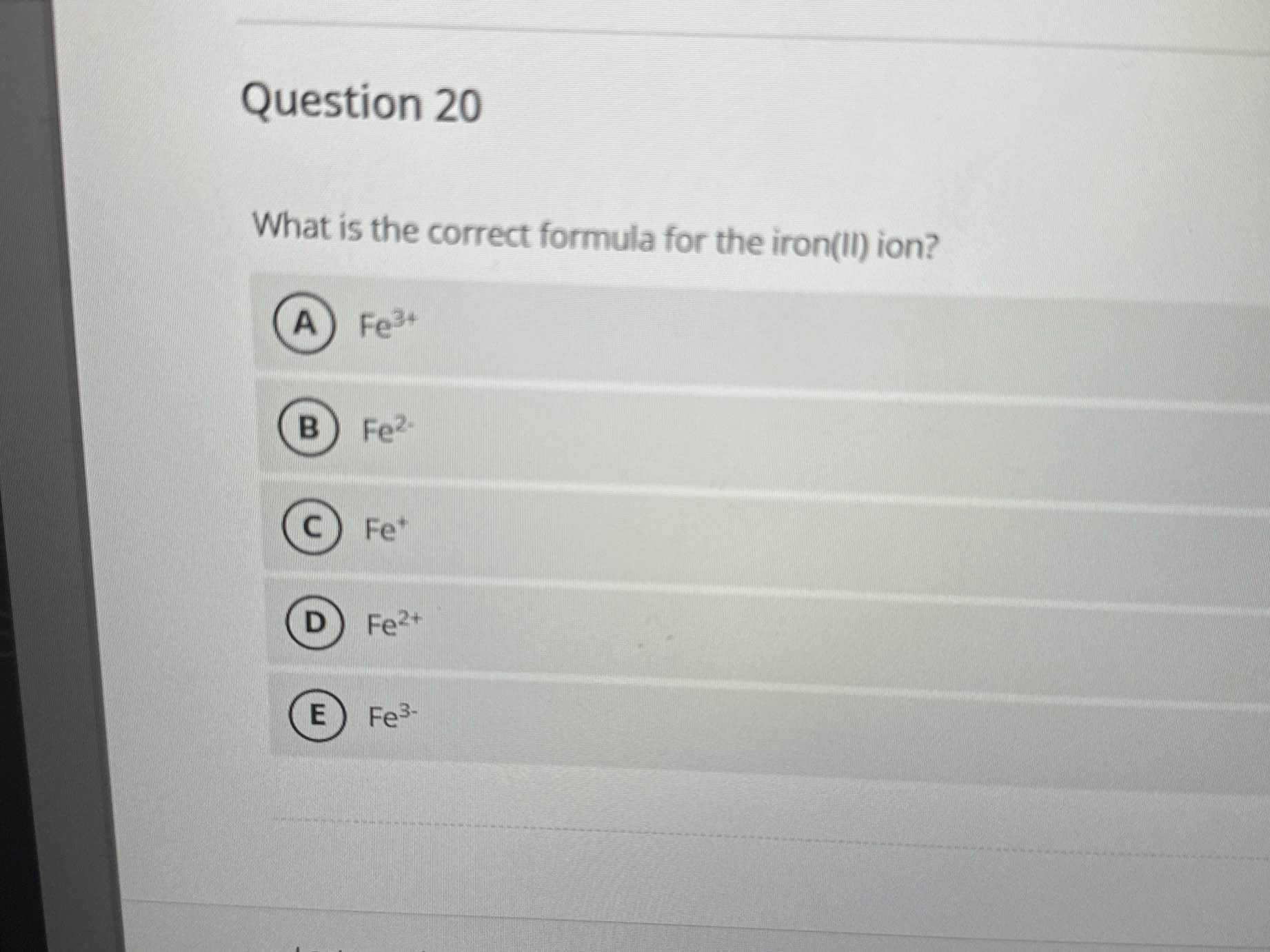 What is the correct formula for the iron(II) | StudyX