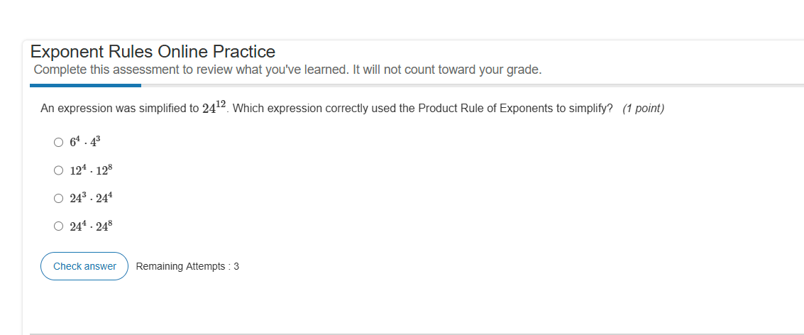 An expression was simplified to $24^{12}$. | StudyX