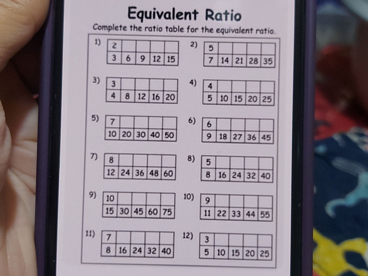 Complete the ratio table for the equivalent | StudyX