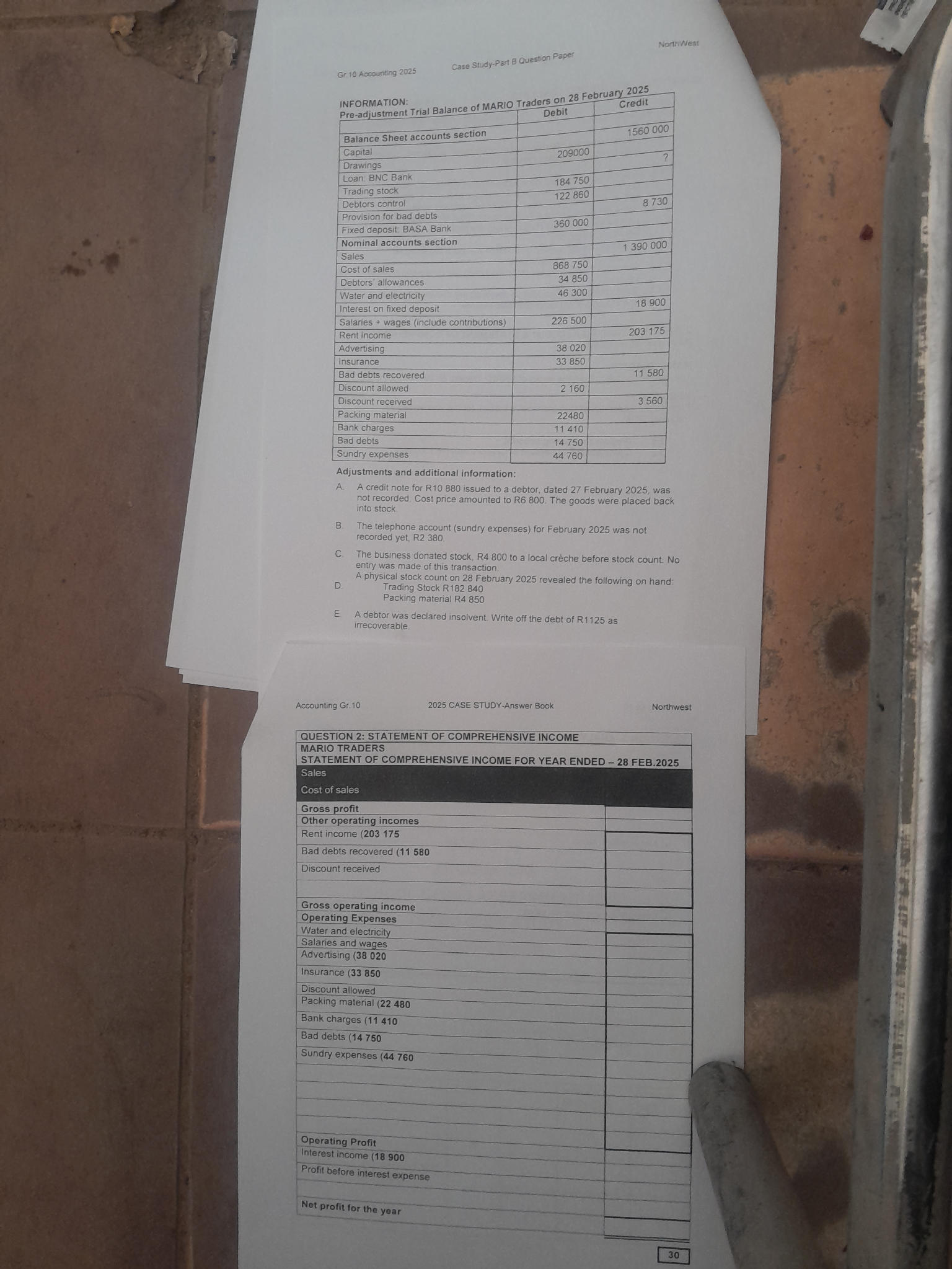 INFORMATION: Pre-adjustment Trial Balance of | StudyX
