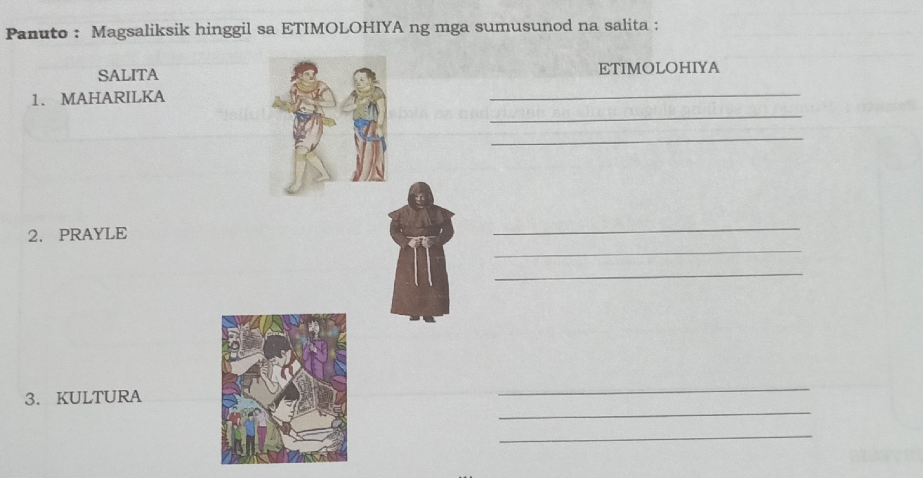 Panuto: Magsaliksik hinggil sa ETIMOLOHIYA | StudyX