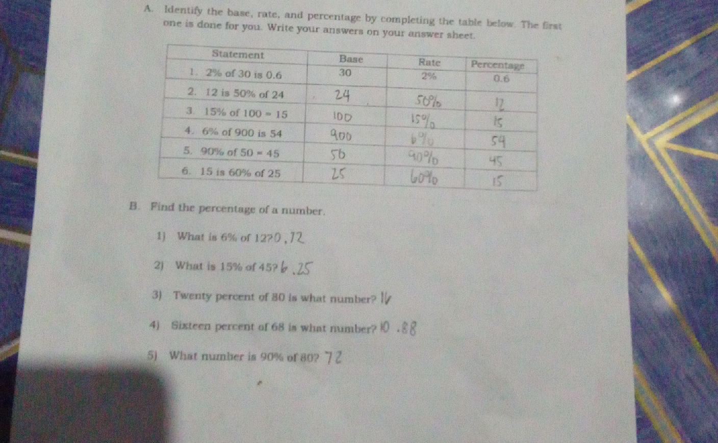 A. Identify the base, rate, and percentage | StudyX