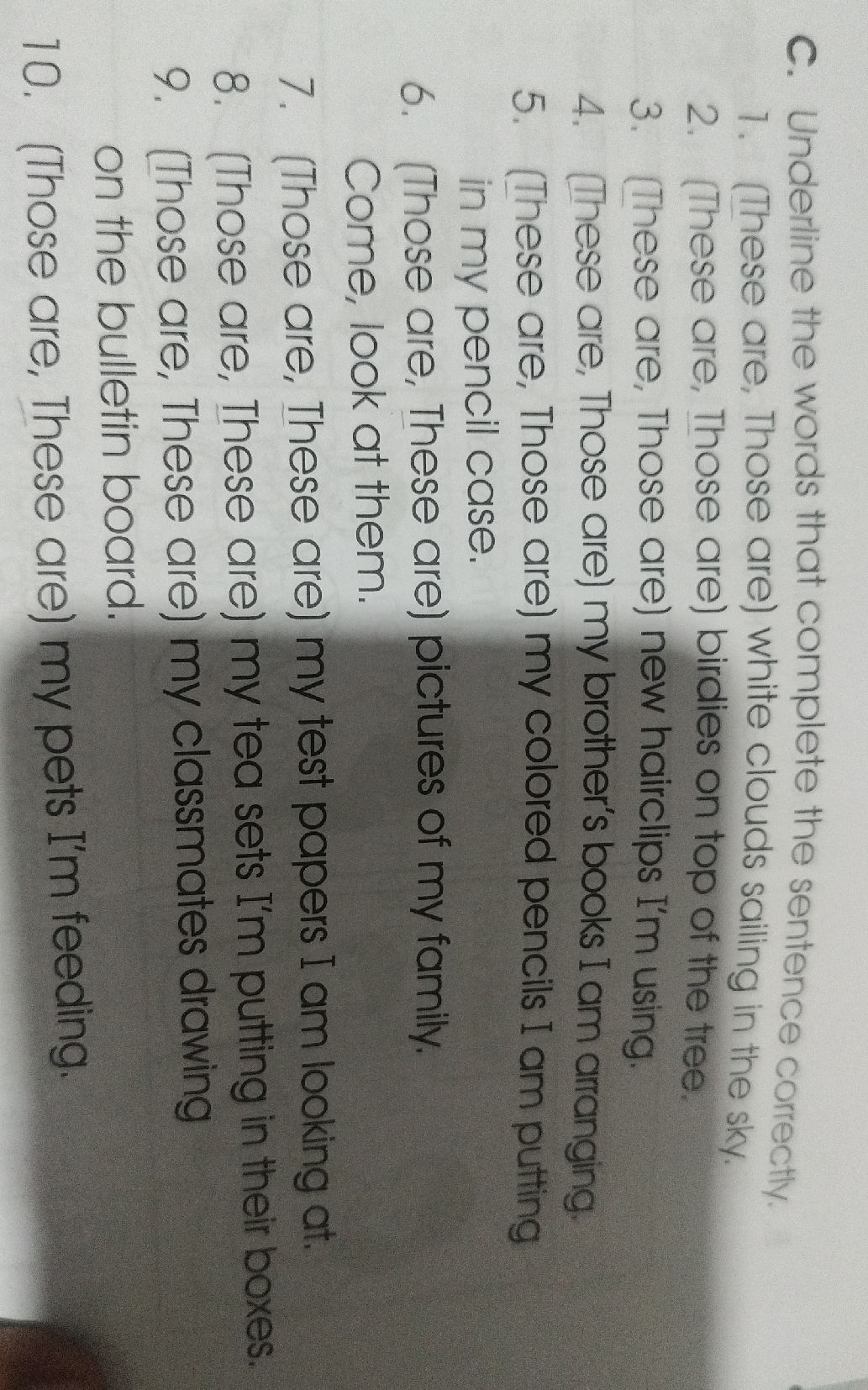 Underline the words that complete the | StudyX