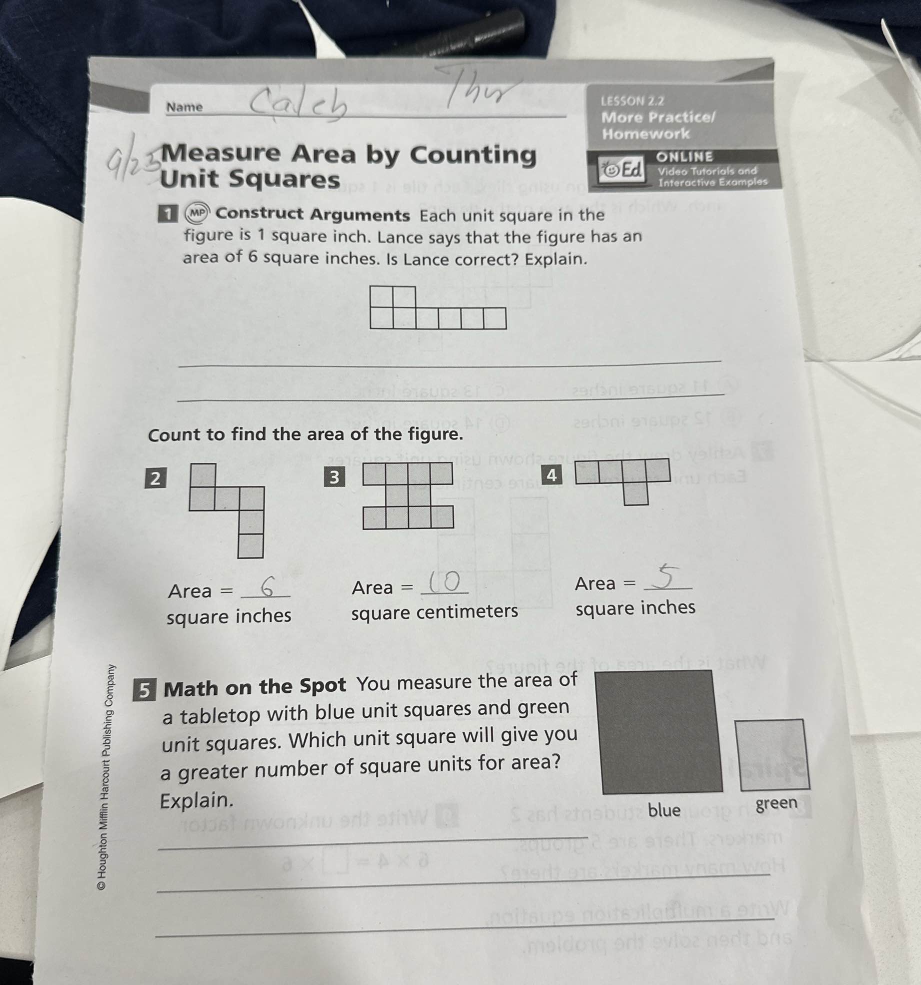 Each unit square in the figure is 1 square | StudyX