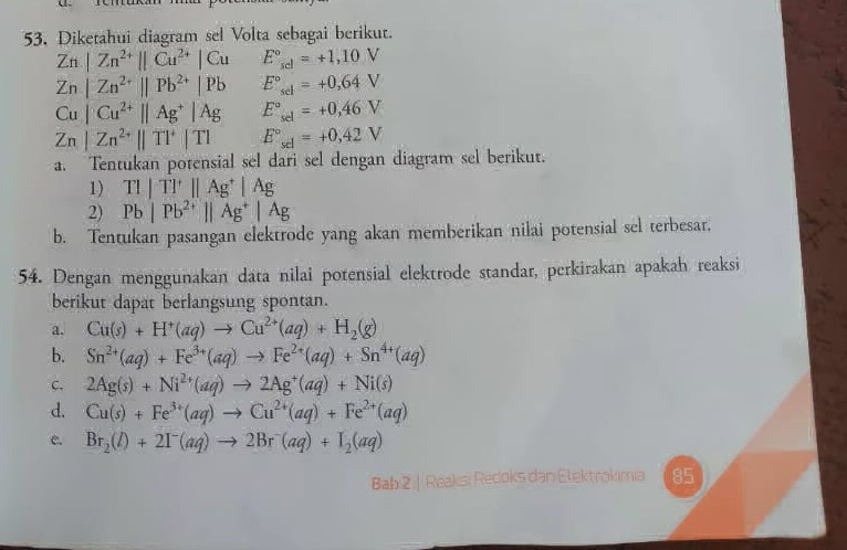 Diketahui diagram sel Volta sebagai berikut. | StudyX