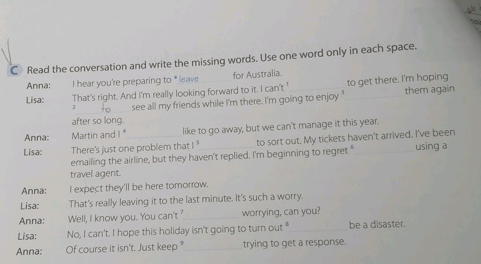 Read the conversation and write the missing | StudyX
