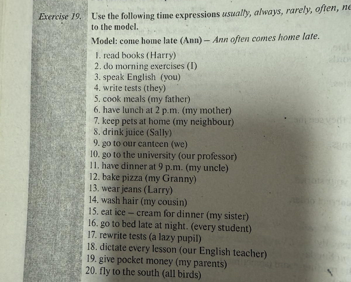 Use the following time expressions usually, | StudyX