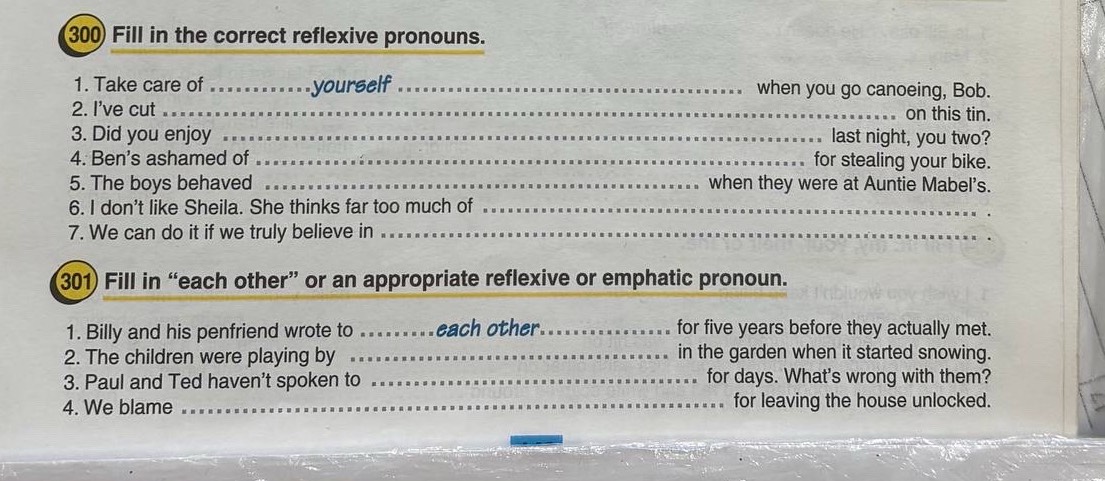 Fill in the correct reflexive pronouns. 1. | StudyX