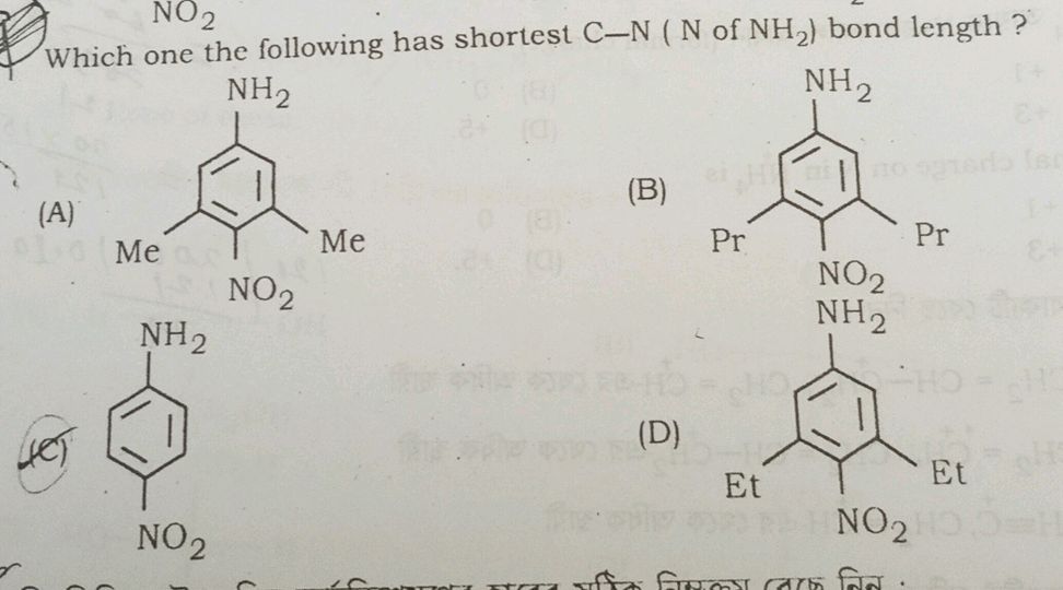 Which one the following has shortest C–N (N | StudyX