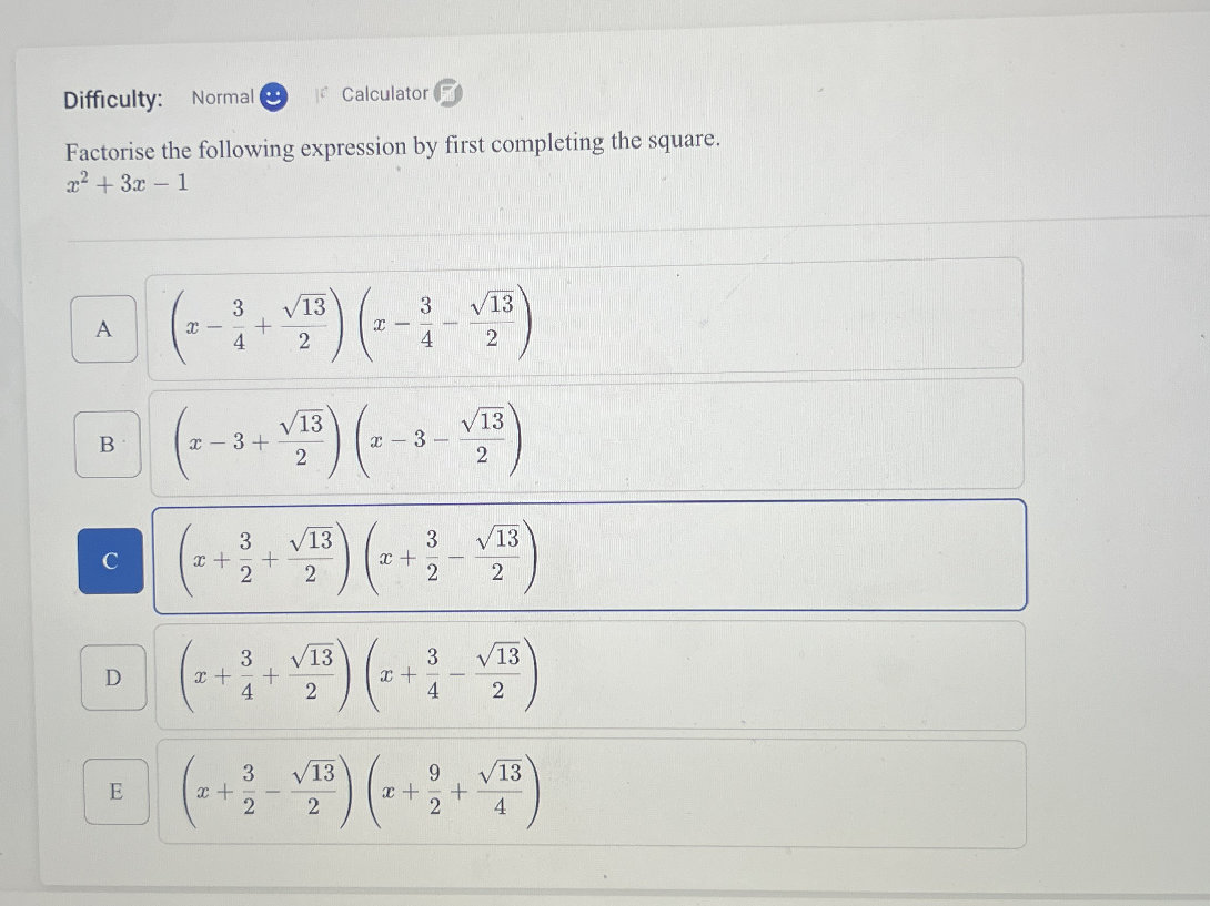Factorise the following expression by first | StudyX