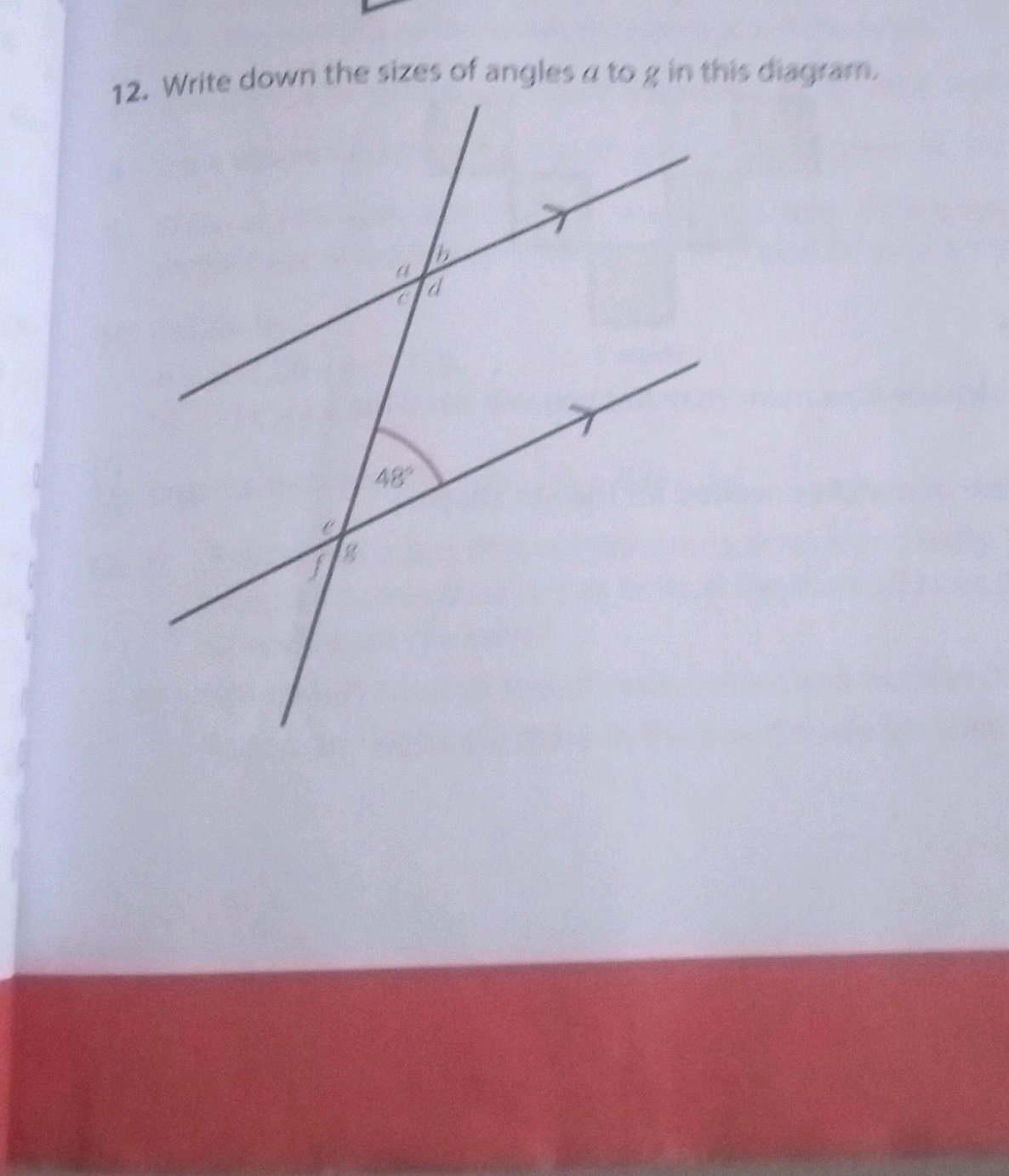 Write down the sizes of angles a to g in | StudyX