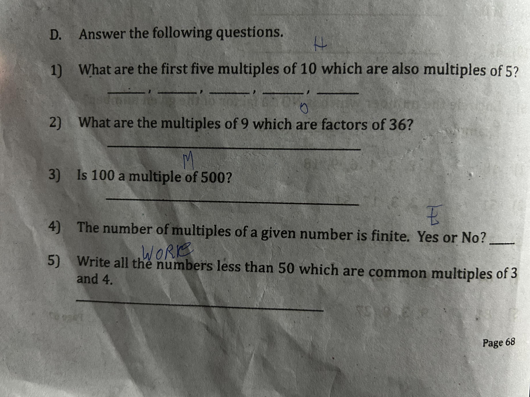 What are the first five multiples of 10 | StudyX