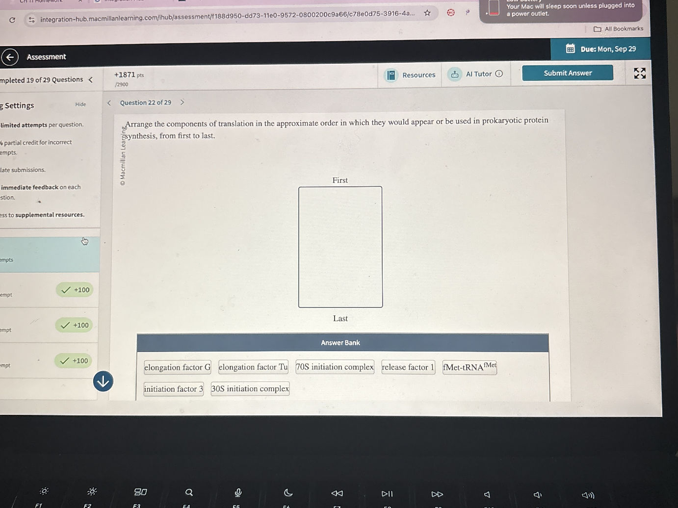 Arrange the components of translation in the