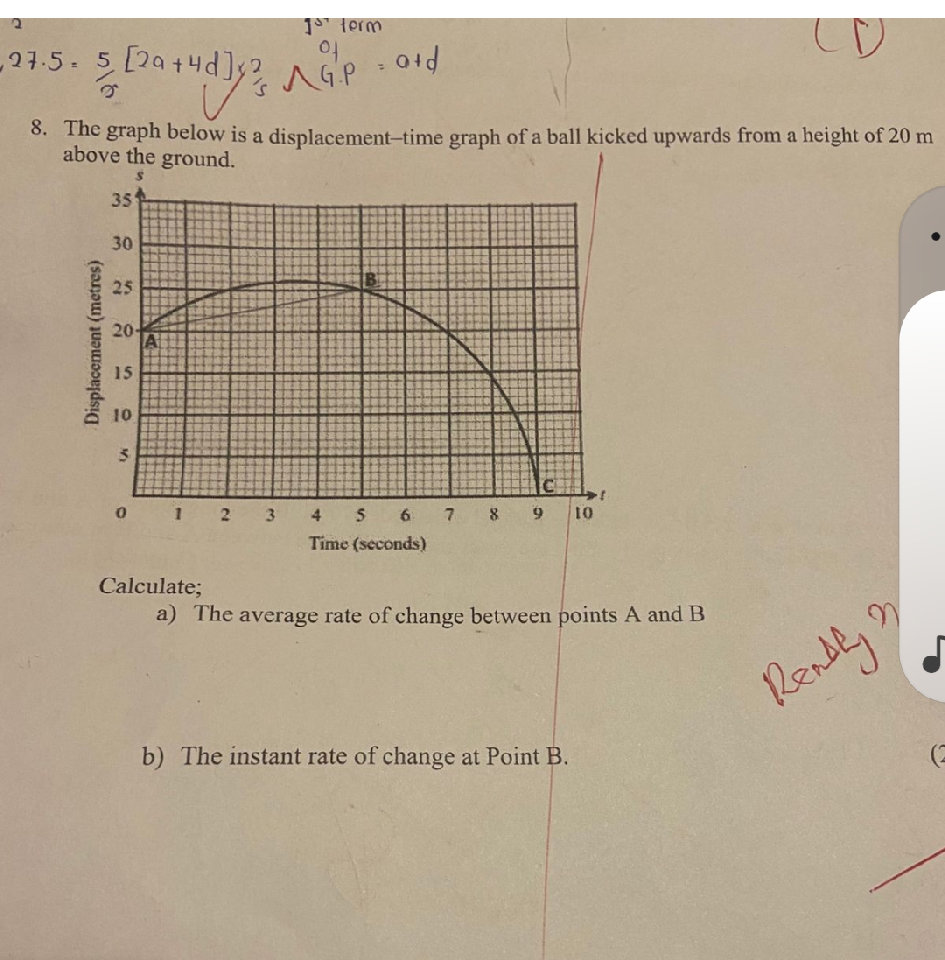 The graph below is a displacement-time graph | StudyX