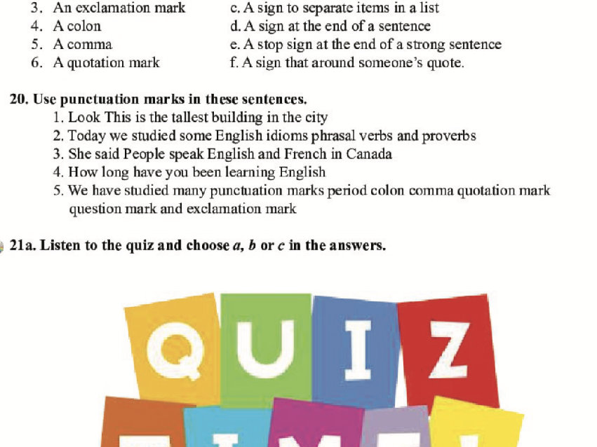 3. An exclamation mark 4. A colon 5. A comma | StudyX