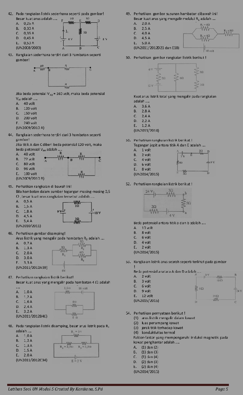 Pada rangkaian listrik disamping, besar arus | StudyX