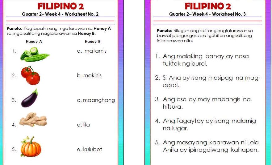 Panuto: Pagtapatin ang mga larawan sa Hanay | StudyX
