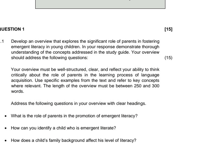QUESTION 1 .1 Develop an overview that | StudyX