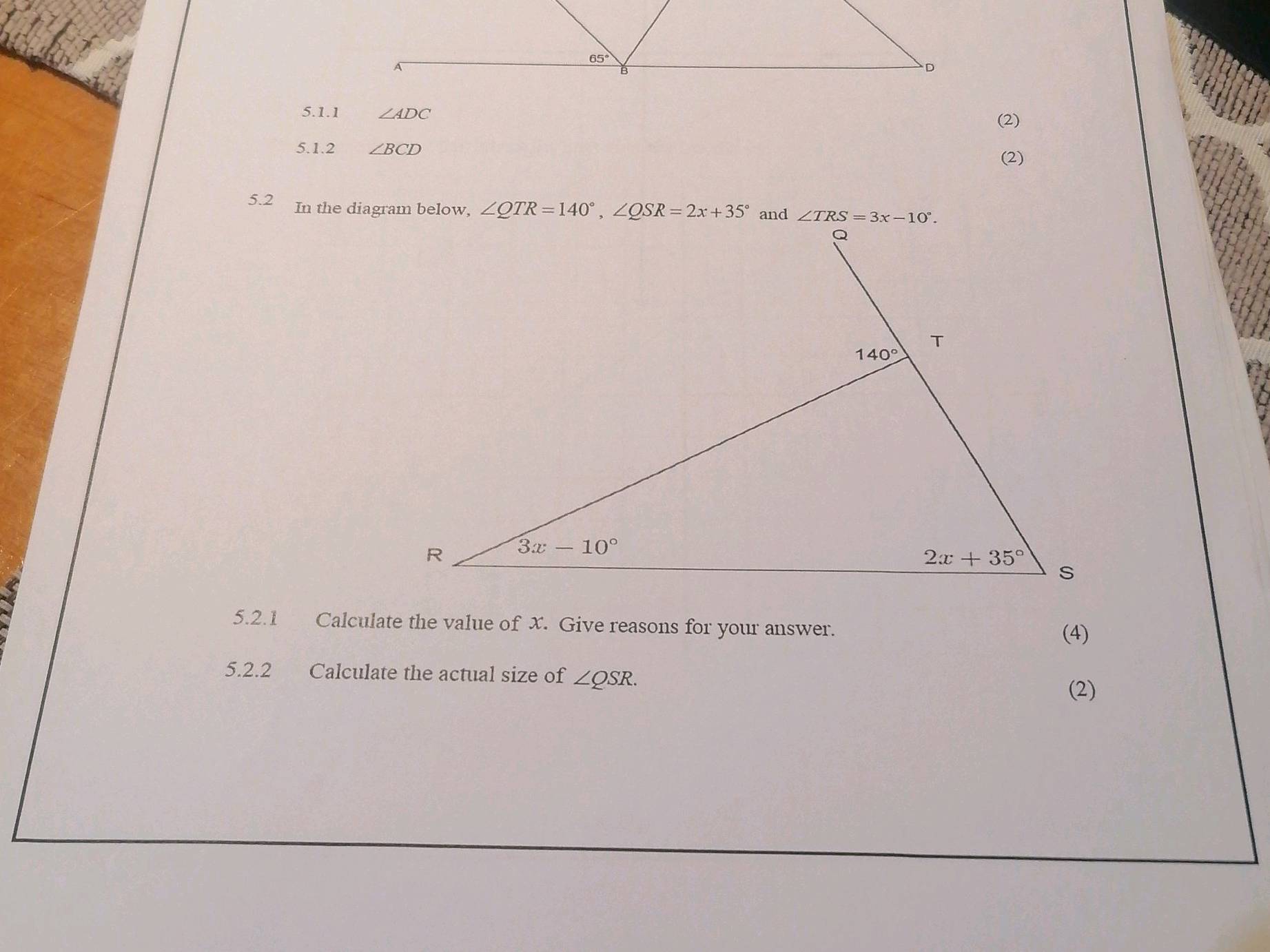 Geometry Problem: Finding Angles ADC and BCD | StudyX