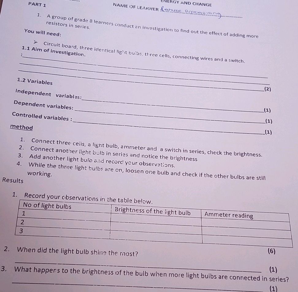 1. A group of grade 8 learners conduct an | StudyX