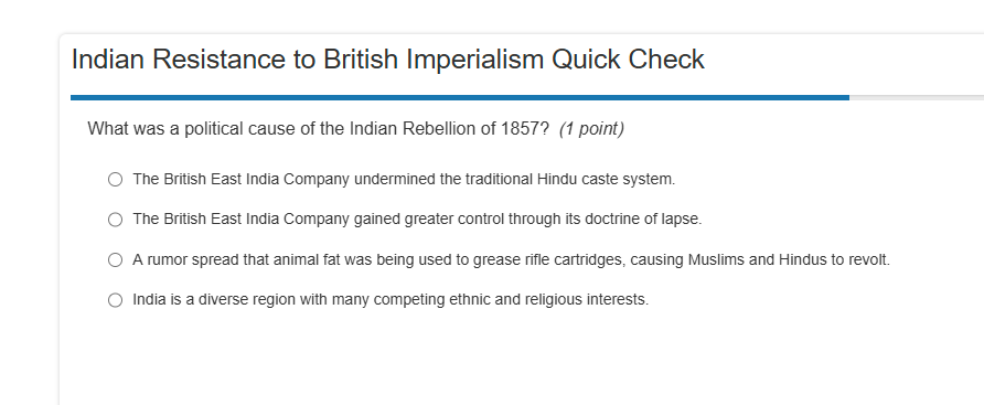 What was a political cause of the Indian | StudyX