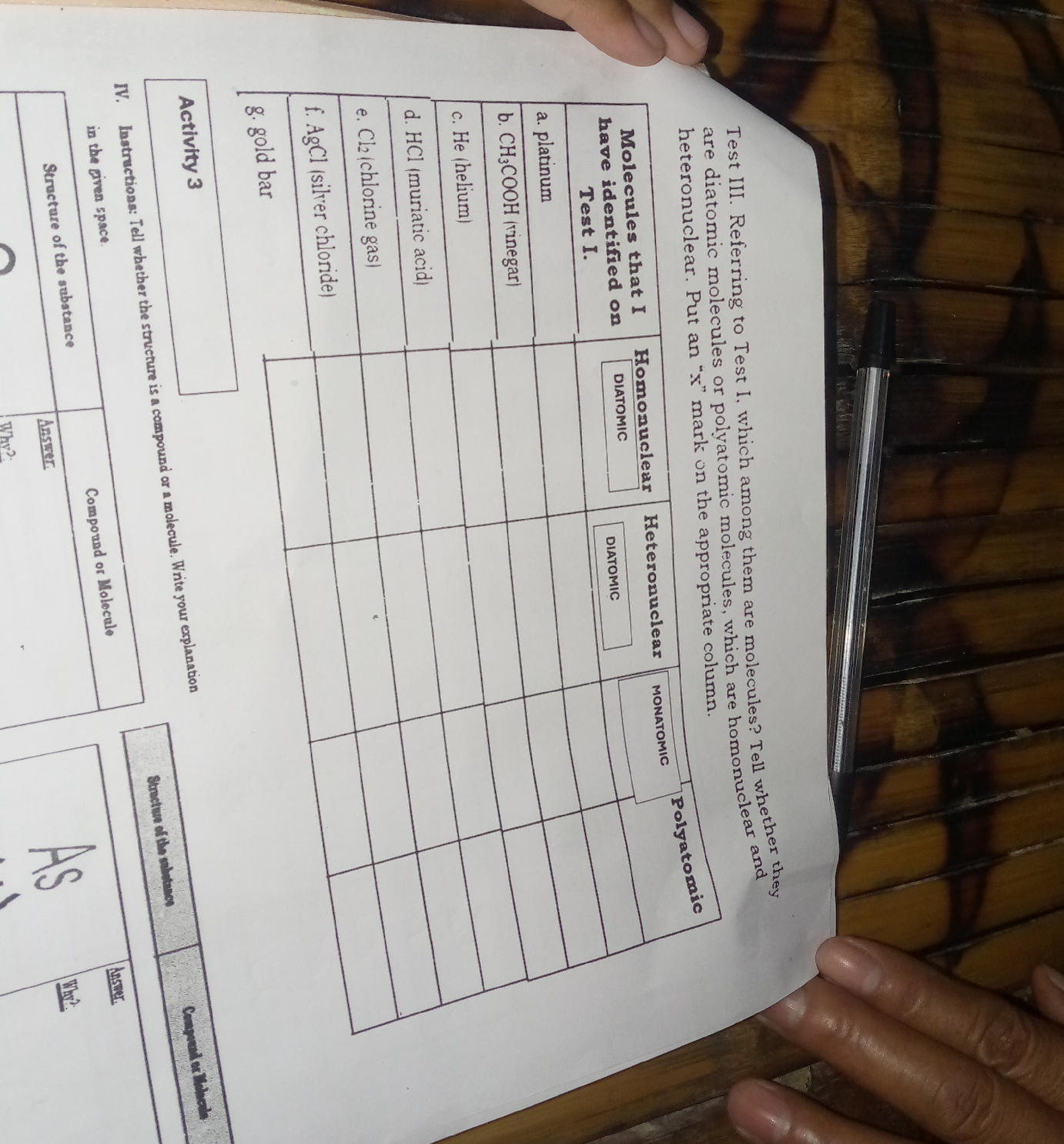 Activity 3 IV. Instructions: Tell whether | StudyX