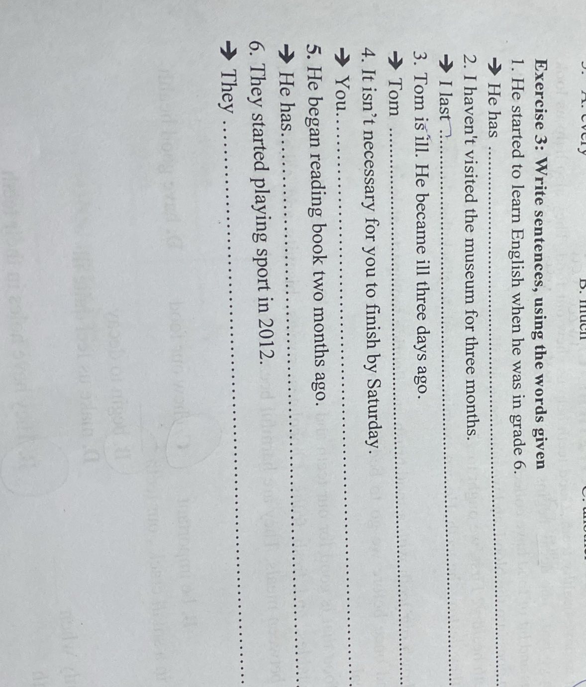 Exercise 3: Write sentences, using the words | StudyX