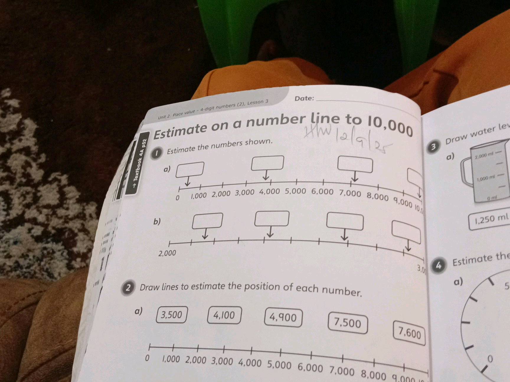 Estimate on a number line to 10,000 | StudyX