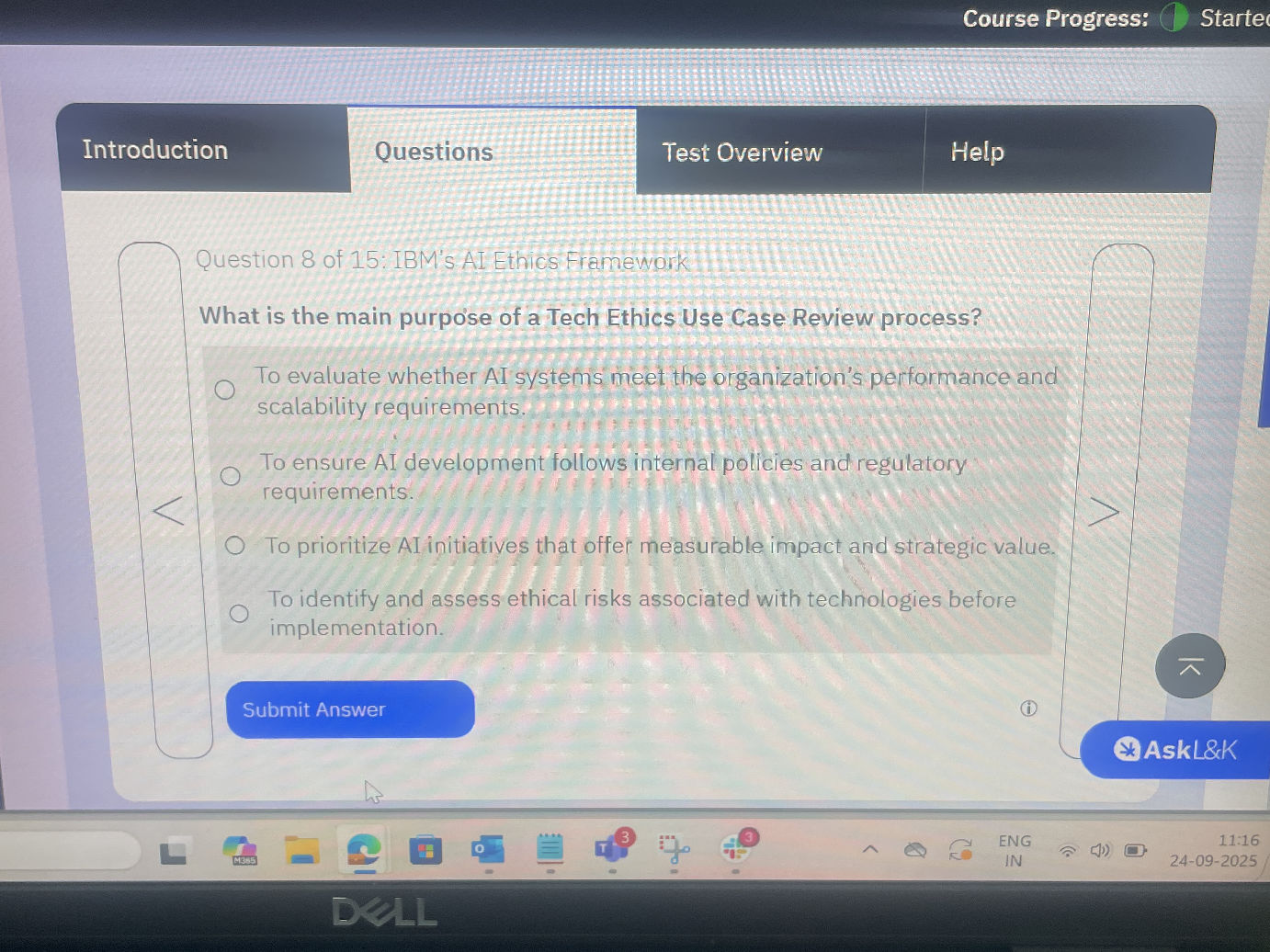 Question 8 of 15: IBM's AI Ethics Framework | StudyX